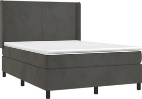 Box spring postel s matrací a LED tmavě šedá 140x200 cm samet 3139446