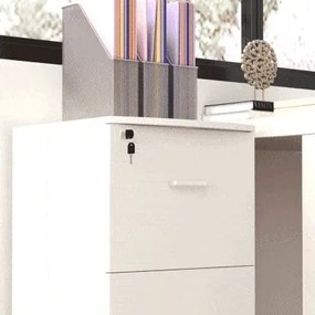 Šuplíkový kontejner na kolečkách Vinsetto - kancelářský nábytek s 2 zamykatelnými šuplíky z MDF a dřevotřísky, rozměry 43L x 45W x 72H cm, Bílý