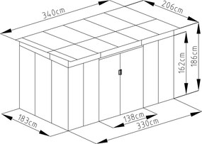 Zahradní domek G21 GRAH 700 - 340 x 206 cm, metalický šedý