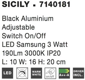 Moderní nástěnné svítidlo Sicily