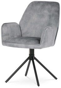 AUTRONIC Židle jídelní a konferenční, stříbrná látka v dekoru žíhaného sametu, kovové černé nohy