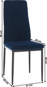 Jídelní židle SWISS - velvet látka, modrá / černá