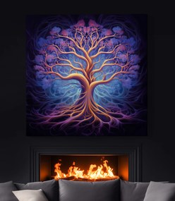 Obraz na plátně - Fialovo zlatý strom života FeelHappy.cz Velikost obrazu: 140 x 140 cm