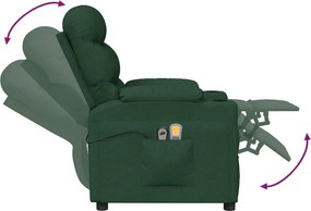 Elektrické masážní křeslo tmavě zelené textil 3143509