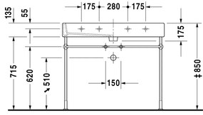 Duravit Vero - Umyvadlo, 1 otvor pro armaturu propíchnutý, 100 x 47 cm, bílé 0454100000