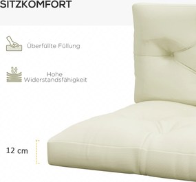 Outsunny Sada 2 sedacích a opěrných polštářů pro zahradní lavici, loveseat, 2-místnou paletovou pohovku Vysoký komfort rozměry 120D x 80Š x 12V cm Po…