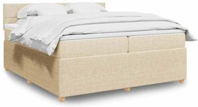 Box spring postel s matrací krémová 200x200 cm textil 3287568