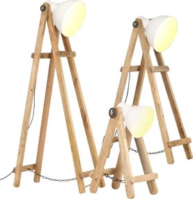 vidaXL Stojací lampy 3 ks né E27 masivní mangovníkové dřevo [320594] Barva: Bílá