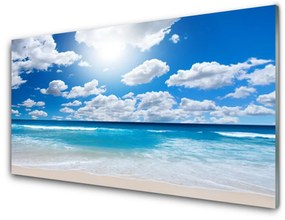 Obraz na skle Moře Pláž Mraky Krajina 125x50 cm