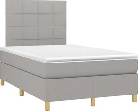 Box spring postel s matrací a LED světle šedá 120x200 cm textil 3135421