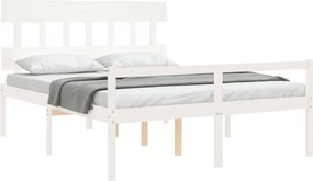 Postel s čelem pro seniory bílý 160x200 cm masivní dřevo 3195427