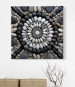 Obraz na plátně - Mandala z kamínků FeelHappy.cz Velikost obrazu: 80 x 80 cm