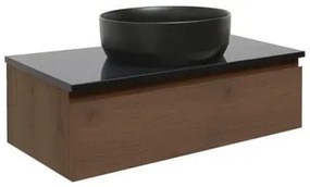 Koupelnová skříňka s technickým kamenem SAT B-Way 99x30x45 cm ořech mat BWAY100NUTTK