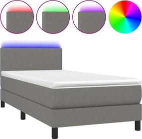 Box spring postel s matrací a LED tmavě šedá 80 x 200 cm textil 3132950