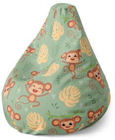 Sablio Sedací vak Pear Roztomilé opičky - 70 x 95 x 15 cm