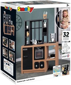 SMOBY Kuchyňka Loft moderní dětské kuchyňské studio s nádobím a doplňky sb312600
