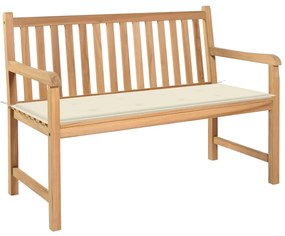 vidaXL Zahradní lavice s krémovou poduškou 120 cm masivní teak