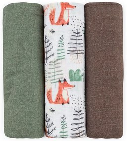 Petite & Mars Sada plen bambusová mušelínová 3 ks Moussy 68 x 68 cm Petite&Mars Forest Fox