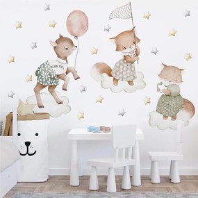 Gario Dětská nálepka na zeď Dreamland - srnka a lišky