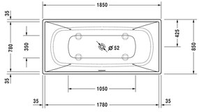 Duravit DuraSquare - vana do prostoru, 185x85 cm s panelem a podstavcem 700430000000000