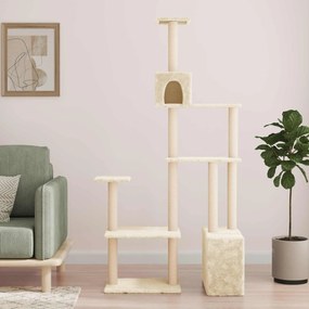 Kočičí strom se škrabacími sloupky sisal Krémová 177,5 cm 172389
