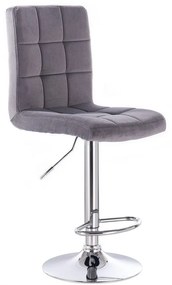 LuxuryForm DESIGN Barová židle TOLEDO VELUR na stříbrné kulaté podstavě - tmavě šedá