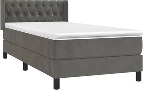 Box spring postel s matrací tmavě šedá 90x190 cm samet 3131112