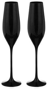 Diamante sklenice na šampaňské Ghost Black 210 ml 2KS