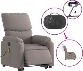 Elektrické zvedací masážní polohovací křeslo taupe textil 3204868