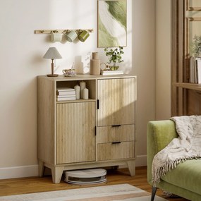 HOMCOM komoda se 2 dveřmi a 2 zásuvkami, Soft-Close, 80×40×90 cm, vzhled přírodního dřeva