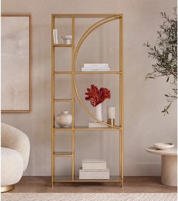 Ocelová knihovna ve zlaté barvě 66x176x25,5 cm Elenor – Bizzotto