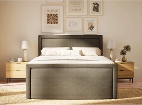 Antracitová boxspring postel s úložným prostorem 200x200 cm Fresco – Maison de Rêve