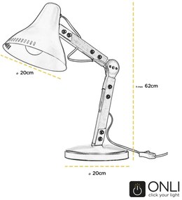 ONLI - Stolní lampa ARCHITETTO 1xE27/22W/230V 62 cm šedá/hnědá
