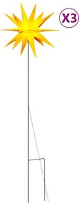Svítící vánoční hvězdy s hroty 3 ks LED skládací žluté 57 cm 3190446