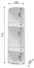 Gedy CAESAR třípatrová rohová polička do sprchy 226x710x160 mm, ABS plast, bílá - 7081