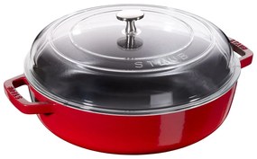 Staub Litinový kastrol se skleněnou poklicí Braiser, 24 cm, višňový 12722406