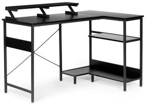 modernHOME Rohový kancelářský stůl se 3 černými policemi