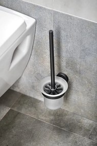Aqualine, SAMBA WC kartáč nástěnný, mléčné sklo, černá, SB208