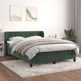 vidaXL Box spring postel s matrací tmavě zelená 140x200 cm samet