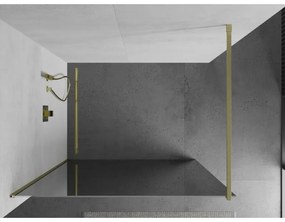 Mexen Kioto, sprchová zástěna Walk-In 100 x 200 cm, 8mm sklo vzor zrcadlo, zlatý matný profil, 800-100-101-55-50