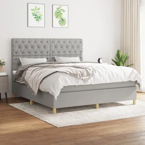 Box spring postel s matrací světle šedá 160 x 200 cm textil 3142585