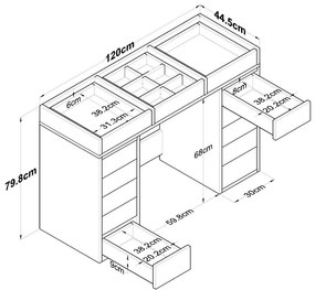 Toaletní stolek se zásuvkami BANTON bílá