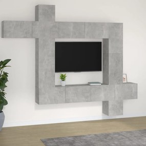 9dílný set TV skříněk betonově šedý kompozitní dřevo 3114657