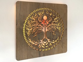 Li-Go "Strom srdce" světelný obraz s baterií 62x62cm varianta: ovládání na obraze bez dálkového ovladače, provedení: dub světlý