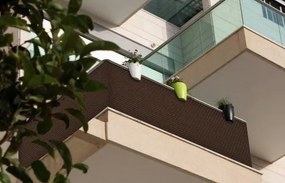 Balkonová zástěna - umělý ratan, 0,8x5m - zelená