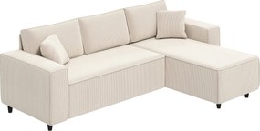 HOMCOM L-tvará pohovka pro 3 osoby s otočnou chaise longue, 2 polštáře, pružinové polstrování, rohová pohovka 241x153x83 cm Krémově bílá | Aosom