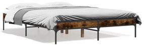 Rám postele kouřový dub 120 x 200 cm kompozitní dřevo a kov