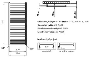 PMH Avento AV4SS Radiátor kombinovaný, 60x121cm, kartáčovaná nerez