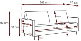 Pohovka SOLVO | 203 cm | rozkládací + úložný prostor | VÝBĚR TKANINY a NOŽIČEK