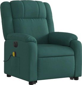 Elektrické zvedací masážní polohovací křeslo zelené textil 3205244